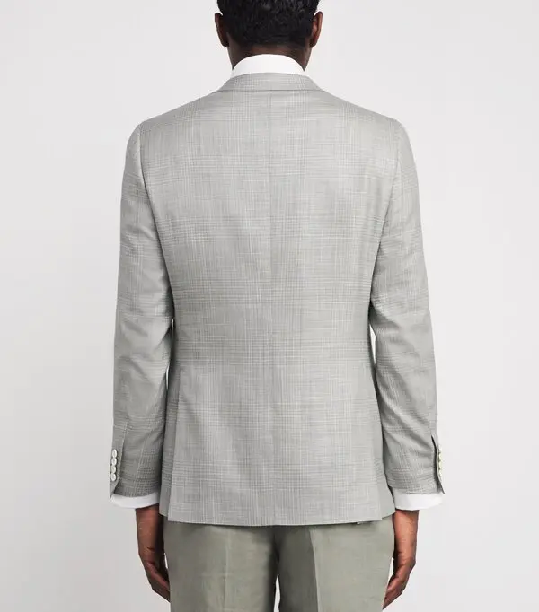 Brioni Wool-silk Check Ravello Blazer - Grey