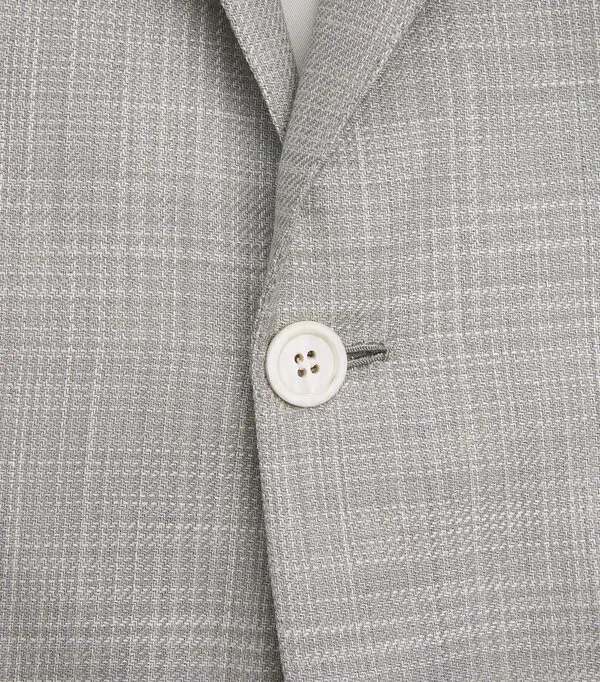 Brioni Wool-silk Check Ravello Blazer - Grey