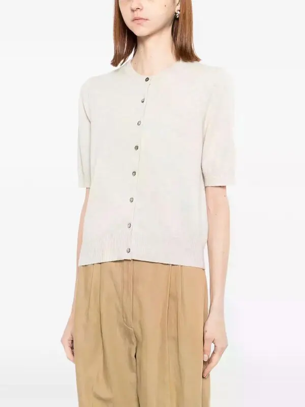 N.peal Pebble Grey Short Sleeve Button Cardigan