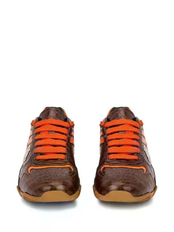 Philipp Plein Crocodile-effect Logo Low-top Sneakers - Brown