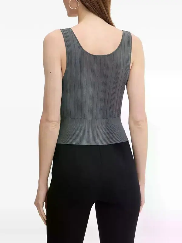 Armani Exchange Ribbed Knit Scoop Neck Top - Grey