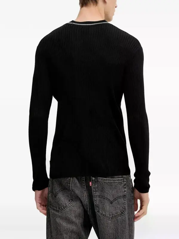 Armani Exchange Ribbed Knit Round Neck Long Sleeve Sweater