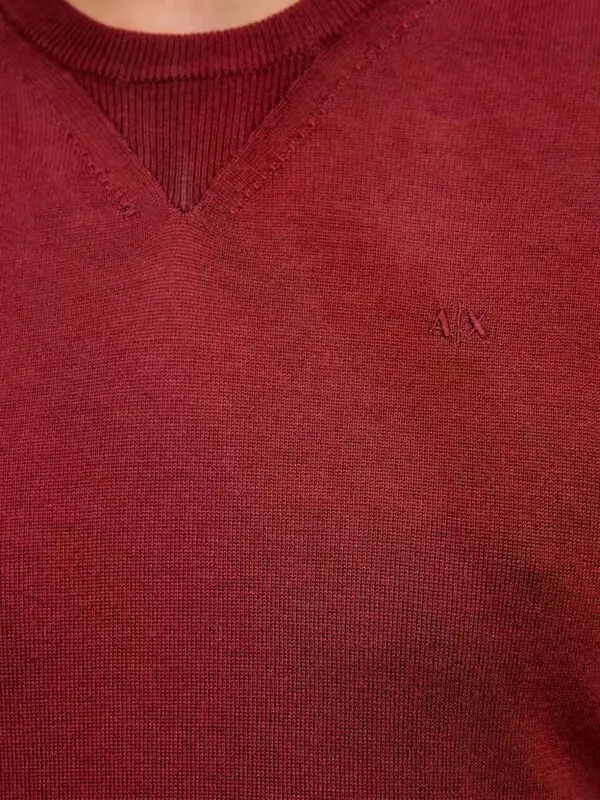 Armani Exchange Embroidered Crew Neck Sweater - Red