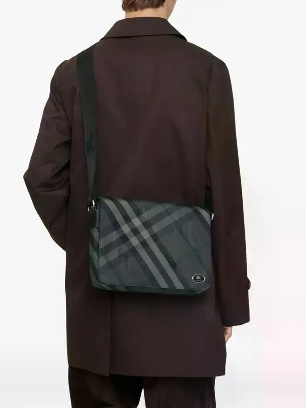 Burberry Check-pattern Messenger Bag - Grey