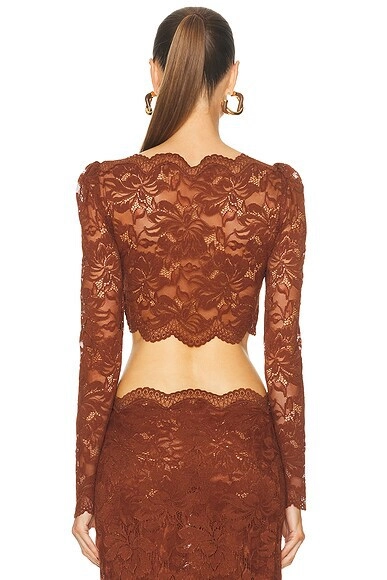 Rabanne Lace Off-shoulder Top - Cinnamon Brown