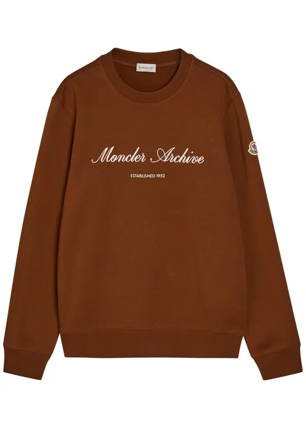 Moncler Embroidered Logo Cotton Blend Sweatshirt - Orange