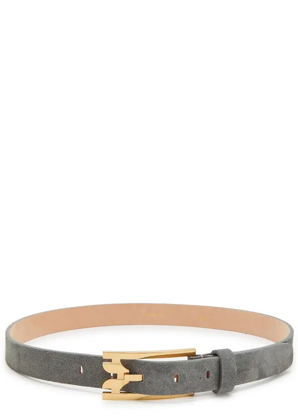 Victoria Beckham Pin-buckle Suede Belt - Grey