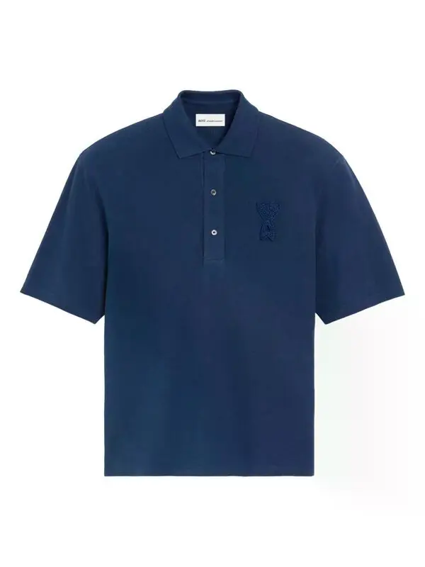 AMI Paris De Coeur Crochet Patch Polo Shirt