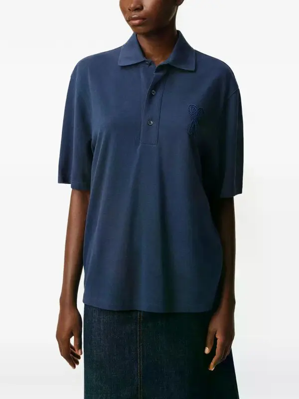 AMI Paris De Coeur Crochet Patch Polo Shirt