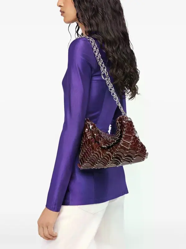 Rabanne Embossed Crocodile Shoulder Bag With Chain Strap