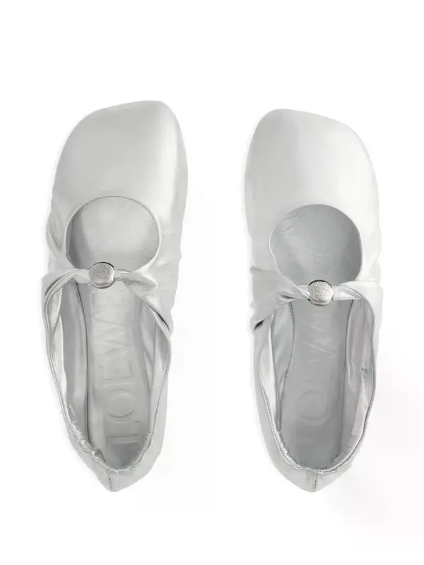 Loewe Leather Ballerina Flats - Silver