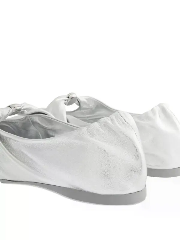 Loewe Leather Ballerina Flats - Silver