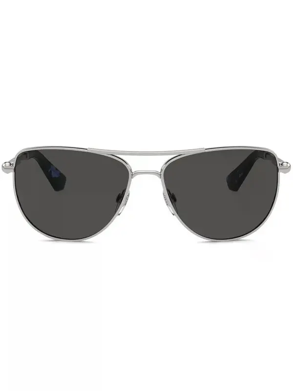 Burberry Tone Metal Aviator Sunglasses - Silver
