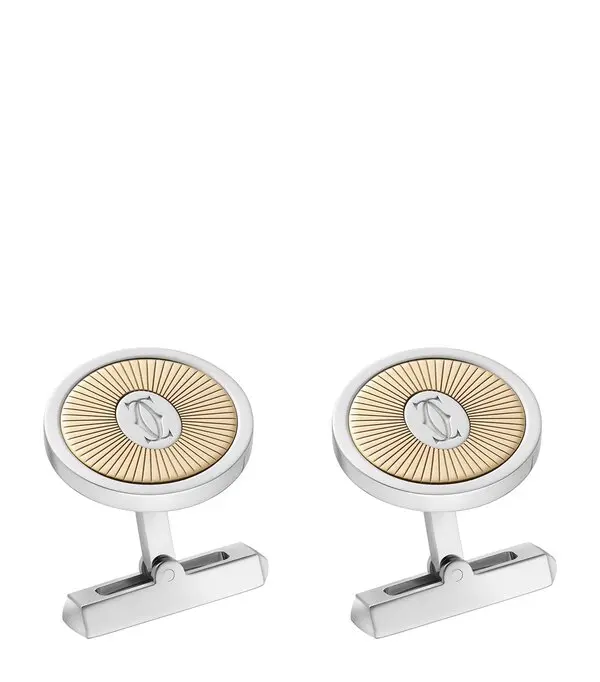 Cartier Sterling And Yellow Gold Double C De Cufflinks - Silver