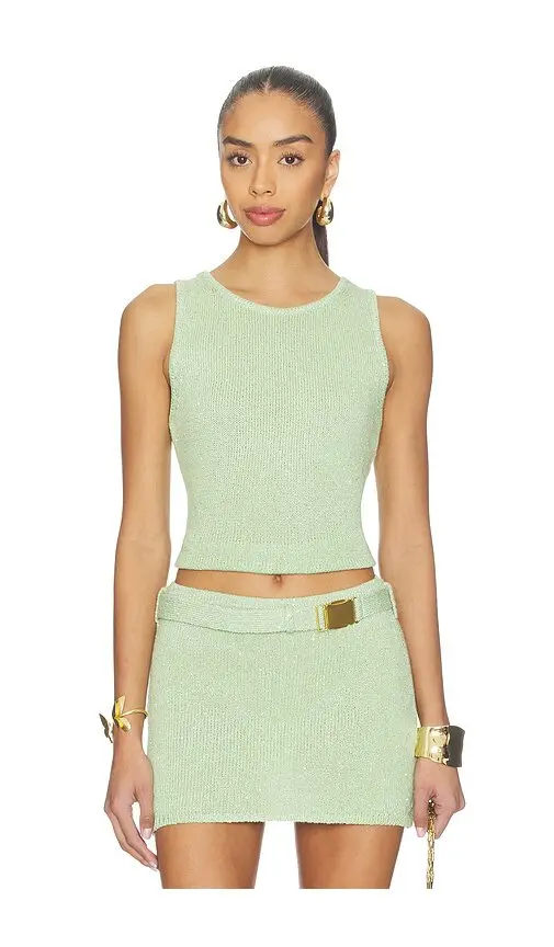 ASTA RESORT Natalia Sequin Knit Top - Mint