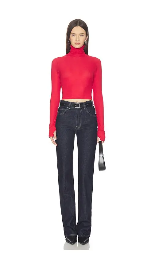 Michael Lauren Cormac Turtleneck Crop Top