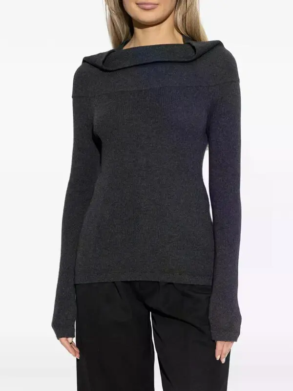 LISA YANG Claudina Long Sleeve Off-shoulder Top - Grey