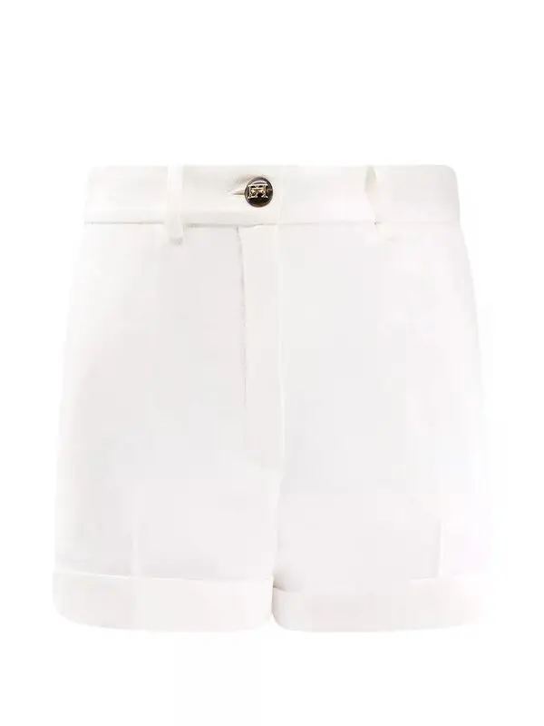 Elisabetta Franchi Belt Logo Button Shorts - Neutrals