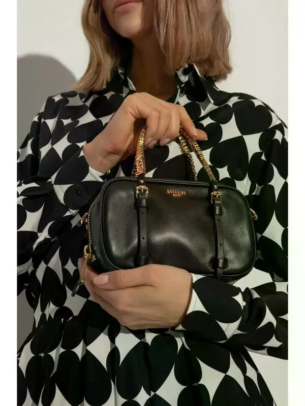 Moschino Lettering Leather Tote Bag - Black