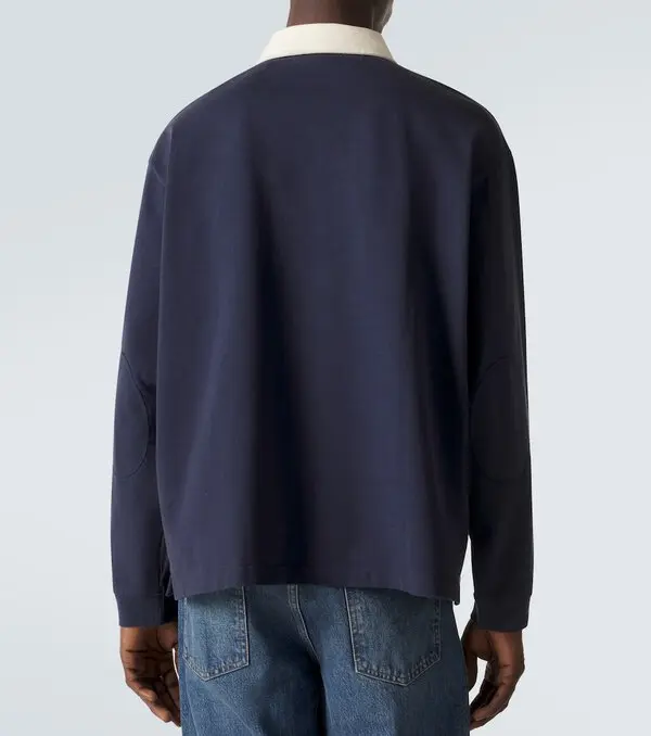 FRAME Cotton Jersey Polo Sweater - Blue