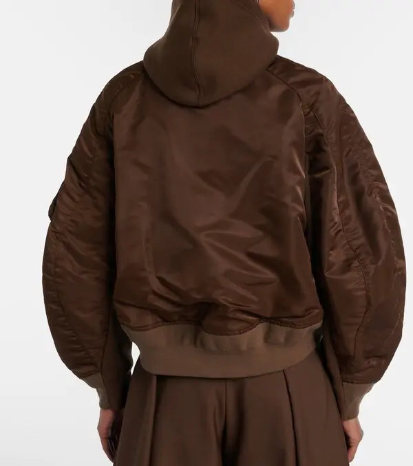 Sacai Paneled Cotton-blend Fleece Zip-up Hoodie