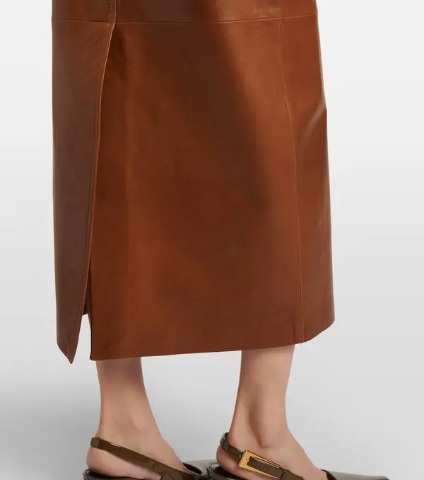 Nour Hammour Ghalia Leather Pencil Skirt