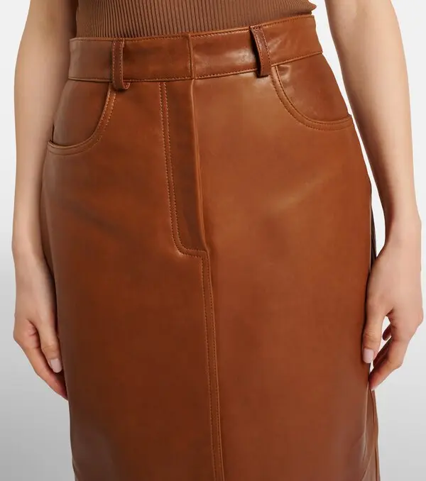 Nour Hammour Ghalia Leather Pencil Skirt