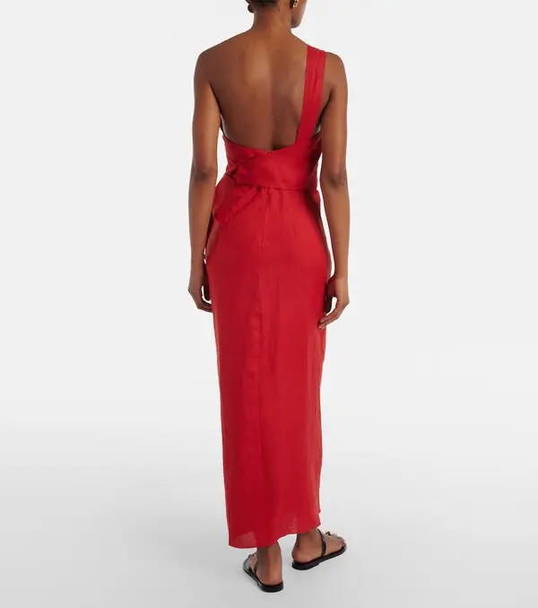 Johanna Ortiz One-shoulder Linen Gown