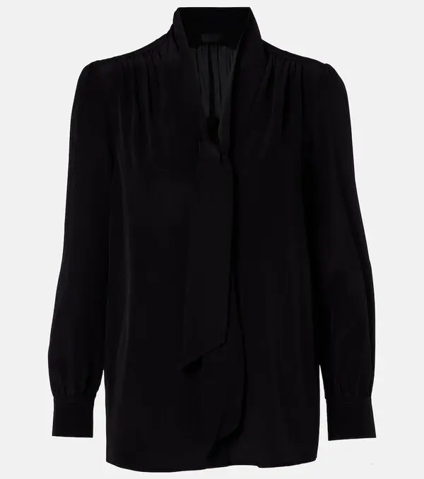 NILI LOTAN Colt Tie-neck Silk Blouse - Black