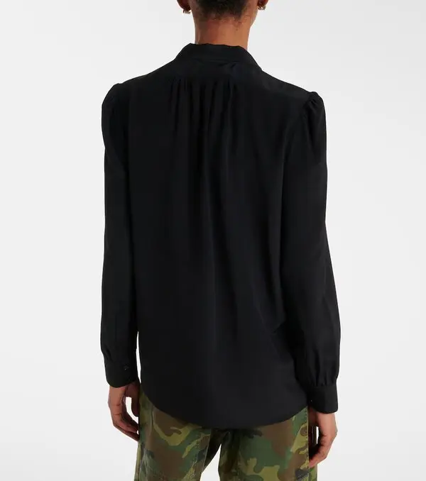 NILI LOTAN Colt Tie-neck Silk Blouse - Black
