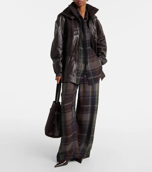 THE FRANKIE SHOP Peri Sheer Plaid Shirt