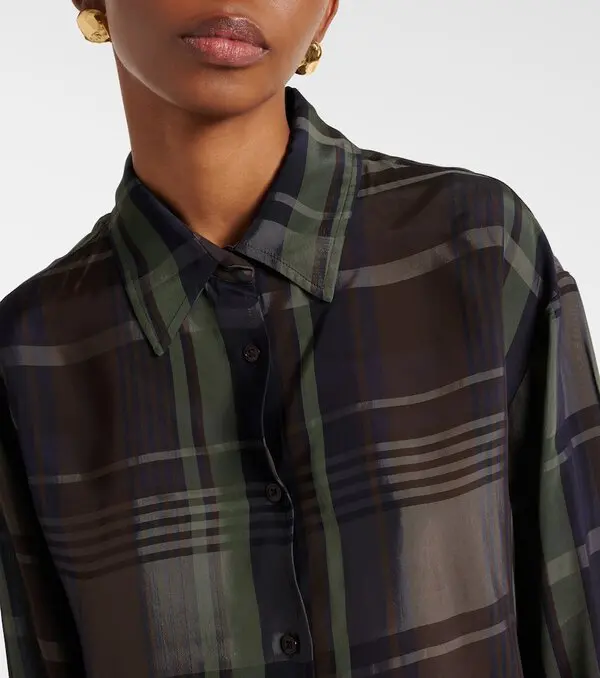 THE FRANKIE SHOP Peri Sheer Plaid Shirt