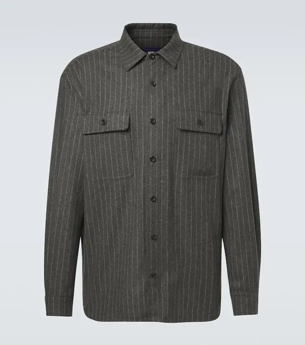 Ralph Lauren Purple Label Pinstripe Wool Shirt - Grey
