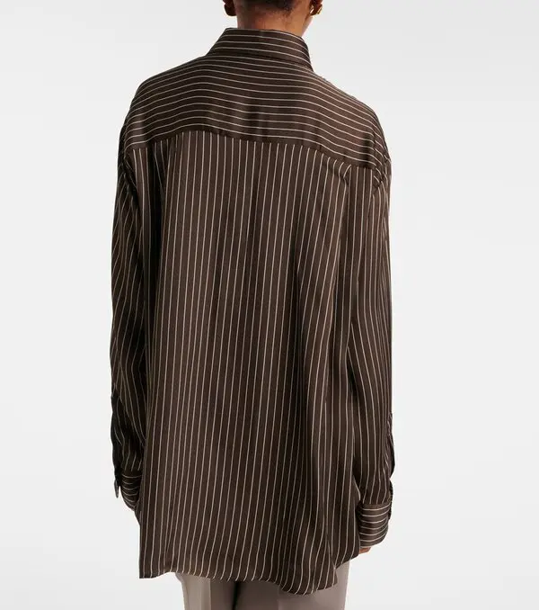 THE FRANKIE SHOP Peri Pinstripe Satin Shirt