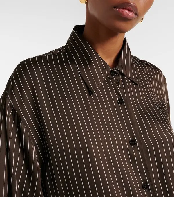 THE FRANKIE SHOP Peri Pinstripe Satin Shirt