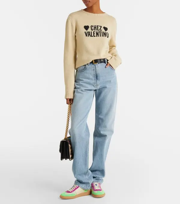 Valentino Garavani Upvillage Leather-trimmed Sneakers