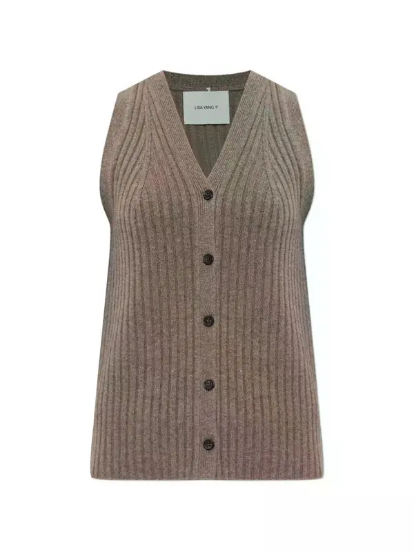 LISA YANG Buttoned V-neck Vest - Brown