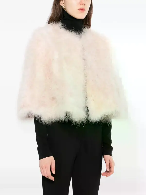 YVES SALOMON Feather Cropped Cape