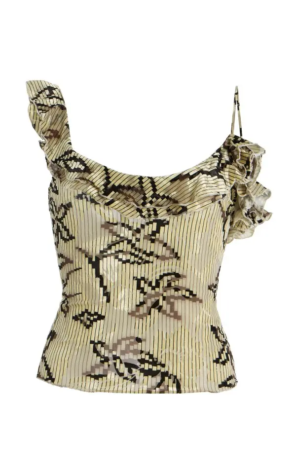 SIEDRES Arla Ruffled Velvet Devoré Top - Multi