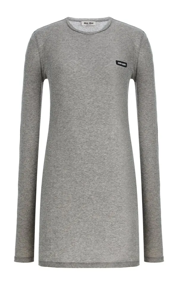 Miu Miu Ribbed Cotton T-shirt Mini Dress