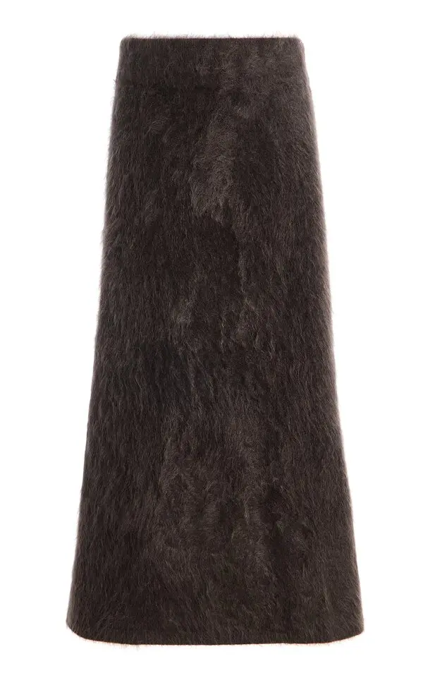 LISA YANG Asta Brushed Cashmere Midi Skirt - Brown