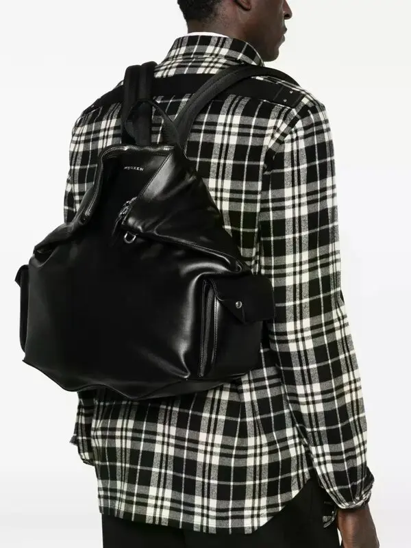 Alexander McQueen Manta Leather Backpack - Black
