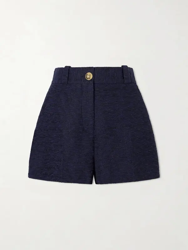 BLAZÉ MILANO Esense Teke Cotton-blend Tweed Shorts - Blue