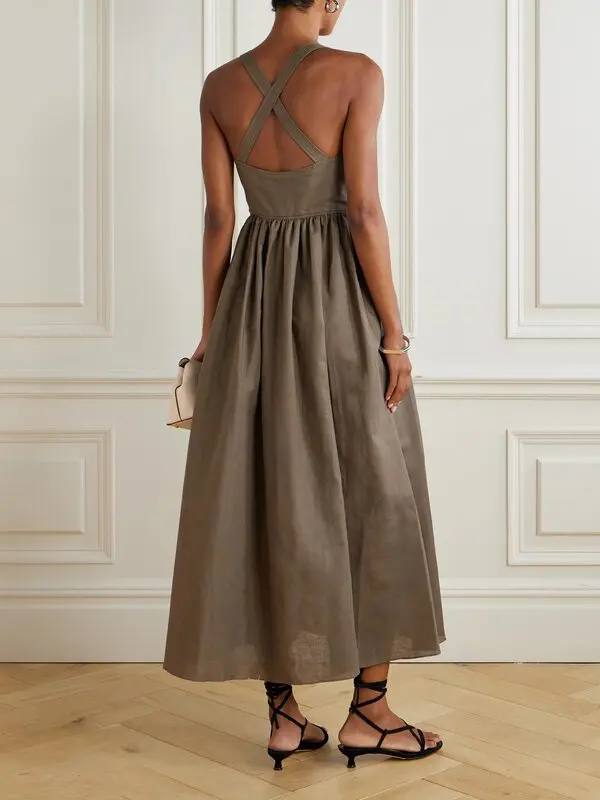 Matteau Linen And Cotton-blend Midi Dress - Green