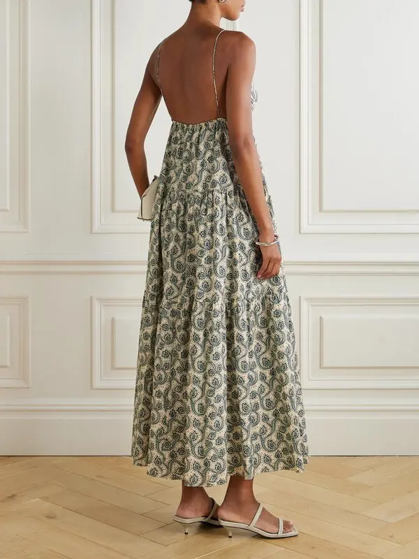 Matteau Printed Organic Cotton-poplin Midi Dress