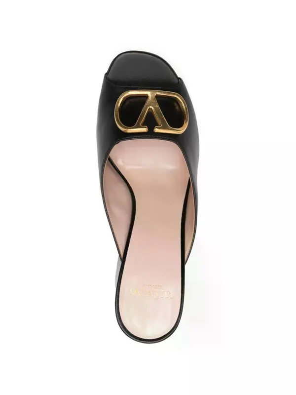 Valentino Garavani Vlogo Signature Block Heel Sandals - Black