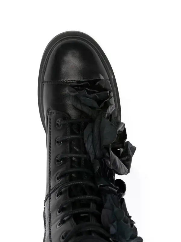 JIMMY CHOO Nari Flower-appliqué Combat Boots