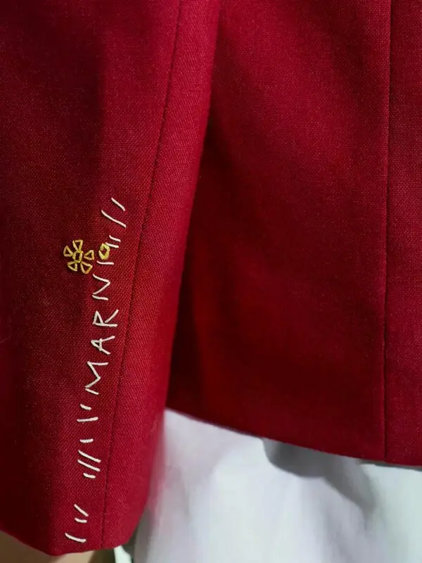 Marni Single Breasted Blazer With Embroidered Cuffs
