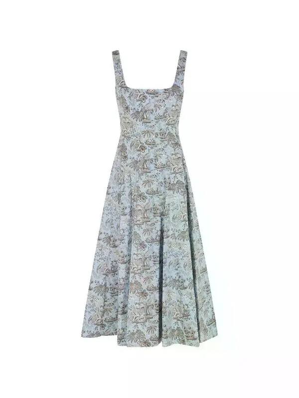 Staud Wells Square-neck Toile Midi Dress