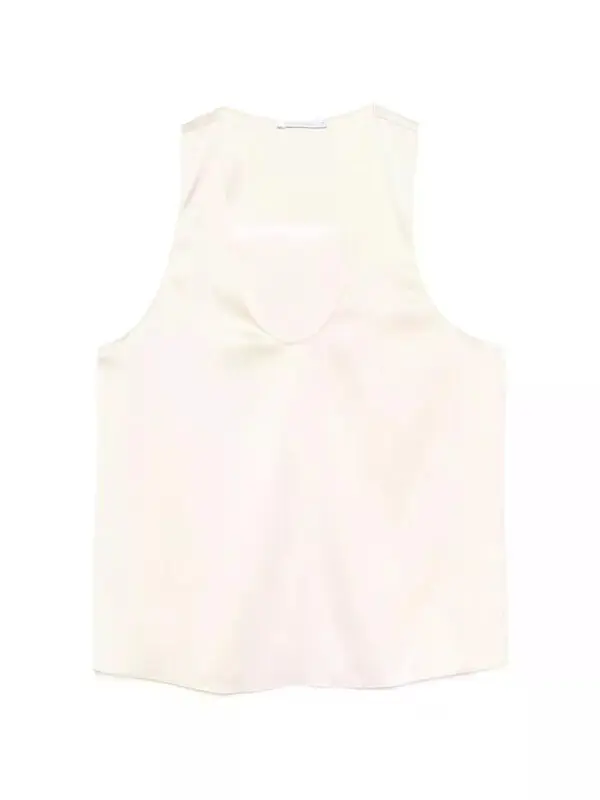 Patrizia Pepe Sleeveless Blouse With Logo Detail - Neutrals